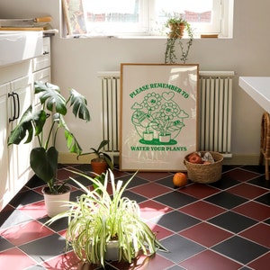 Green Retro Flowers Print, Quote Wall Print, Botanical Plants Poster ...