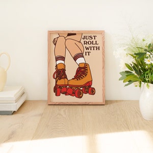 Retro 80s Wall Print, Groovy 70s Wall Decor, A2 A3 A4 Roller Skates ...