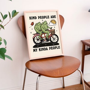 Frog Toad Illustration Wall Print, Retro Kindness Quote, Digital ...
