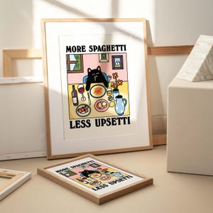 More Spaghetti Less Regretti Black Cat Print, Retro Diner Poster ...