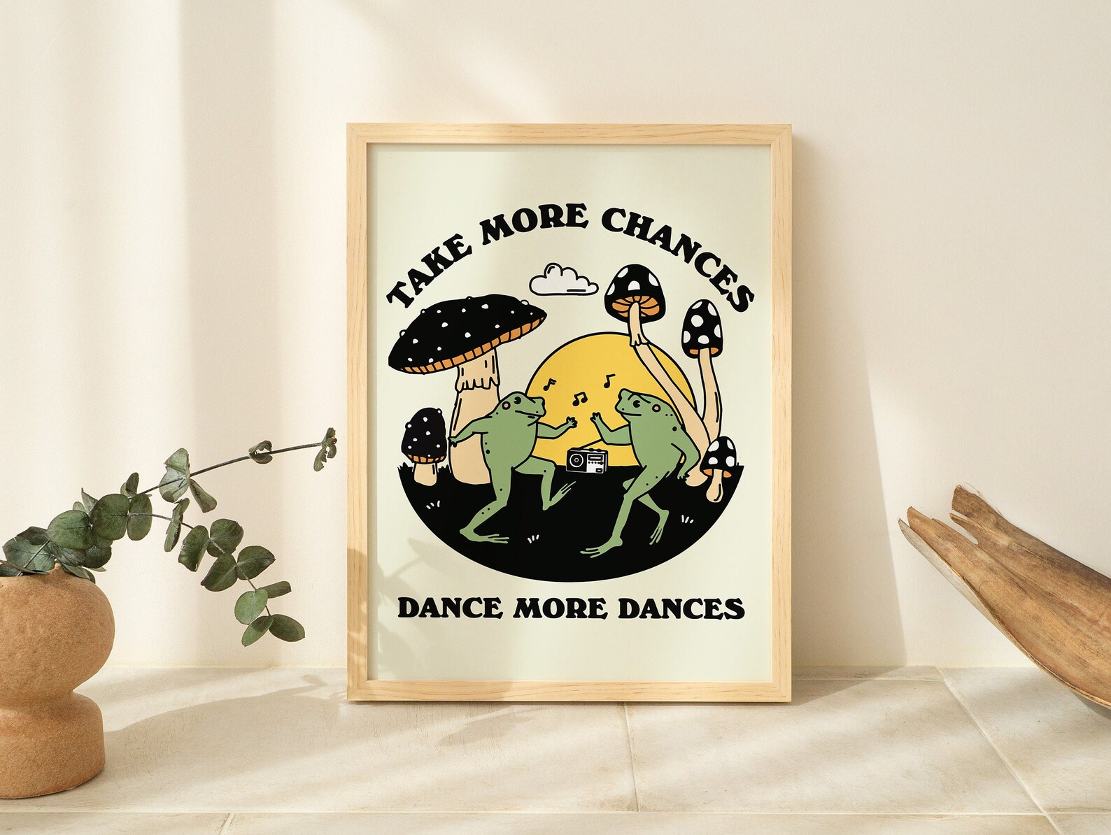 Retro Dancing Frogs Wall Print, Vintage Frog Illustration, Trendy ...