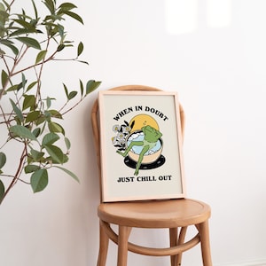Retro Frog Wall Print, Carefree Frog, Positive Digital Download, Retro ...