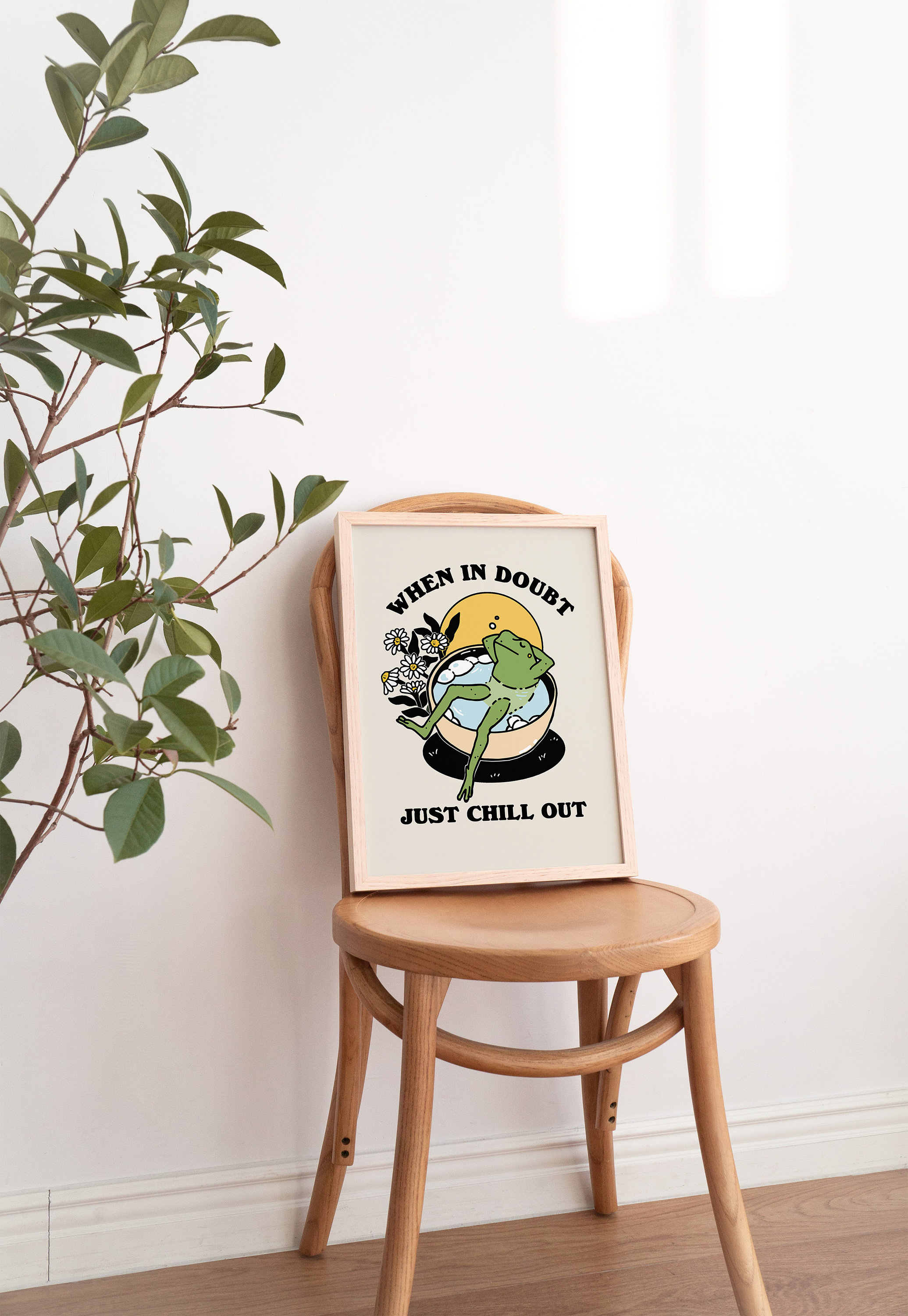 Retro Frog Wall Print Carefree Frog Positive Digital - Etsy
