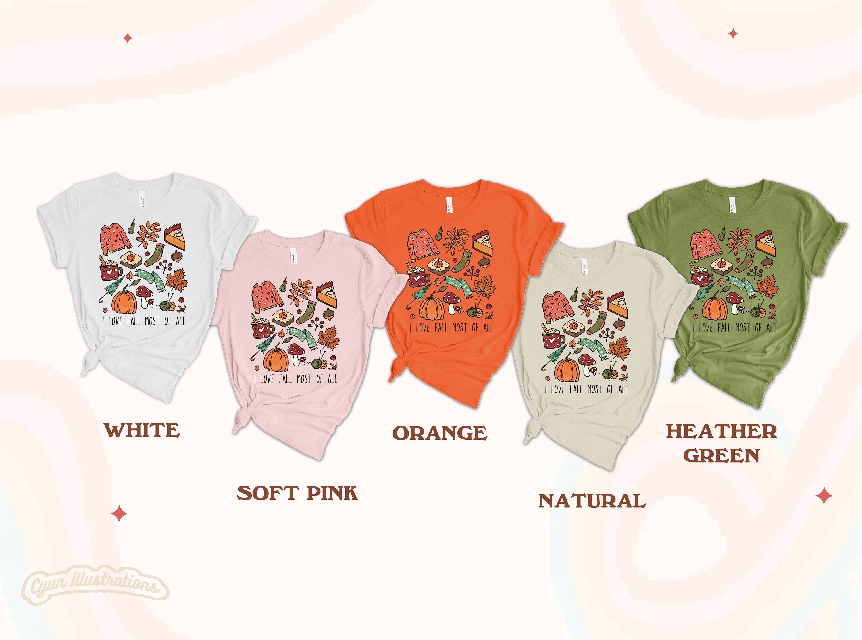 Fall Shirts for Women, Fall Favorites Tee, Women's Thanksgiving Shirt ...