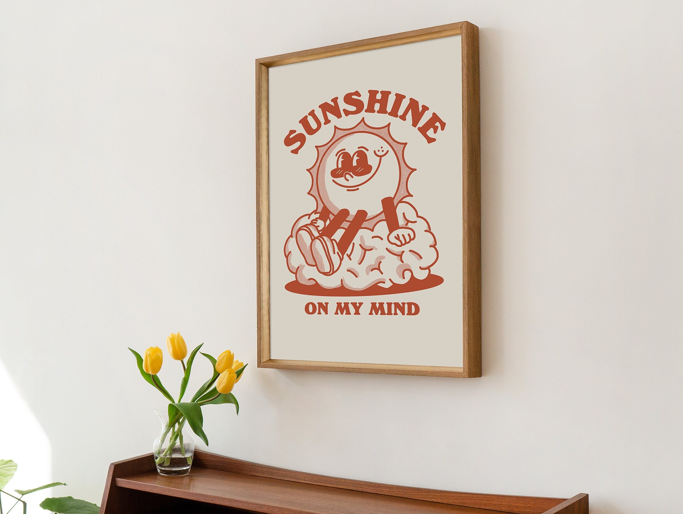 Retro Sun Wall Art Cute Quote Wall Print Trendy Digital - Etsy