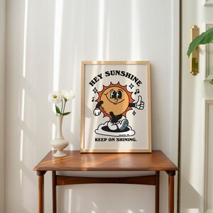 Sun Retro Character Wall Decor, Retro Quote Wall Print, Vintage Poster ...