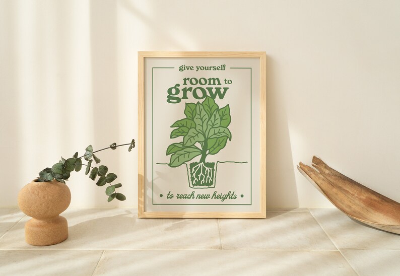 Retro Plant Poster, Aesthetic Botanical Print, Flowers Illustration ...