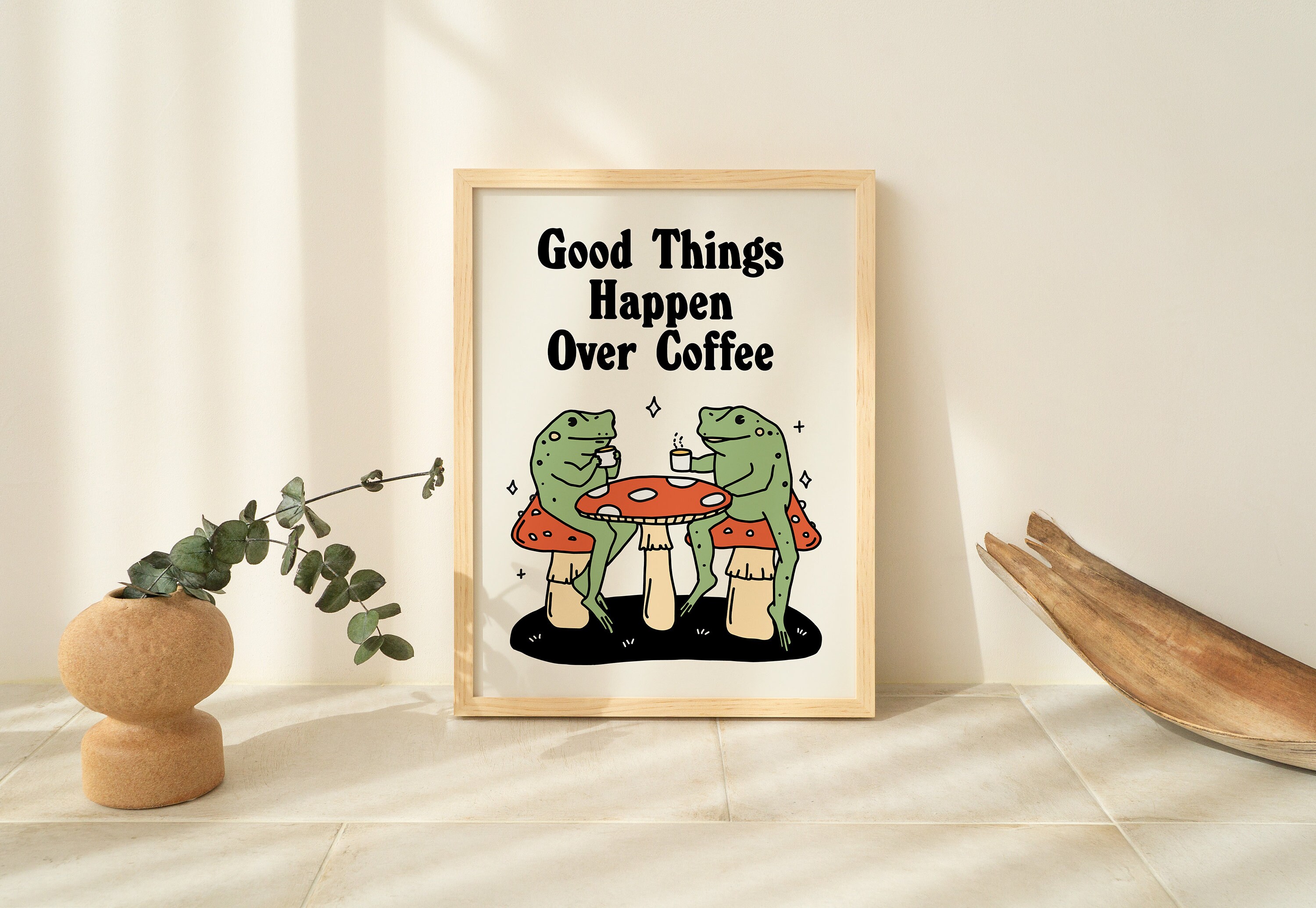 Retro Coffee Print Frog Poster Coffee Shop Decor Frog Art - Etsy