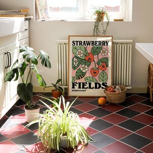Retro Strawberry Poster, Botanical Print, Flower Market Poster, Flowers ...