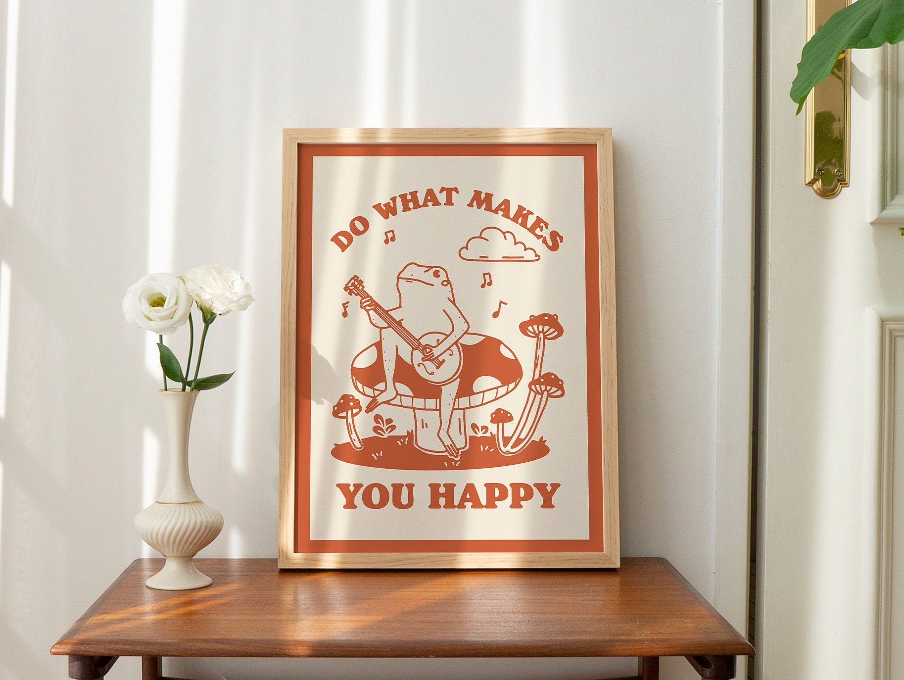 Retro Frog Wall Print Vintage Positivity Quote Illustration | Etsy