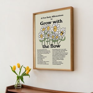 Affirmations Wall Print, Aesthetic Flowers Poster, Positive Selfcare ...