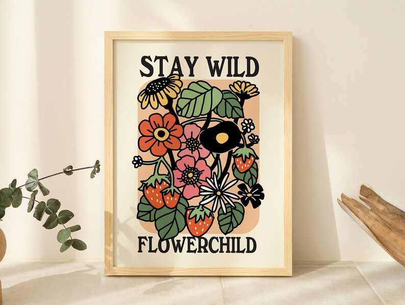 Retro Flowers Poster, Cute Quote Print, Trendy Office Decor, Flower ...