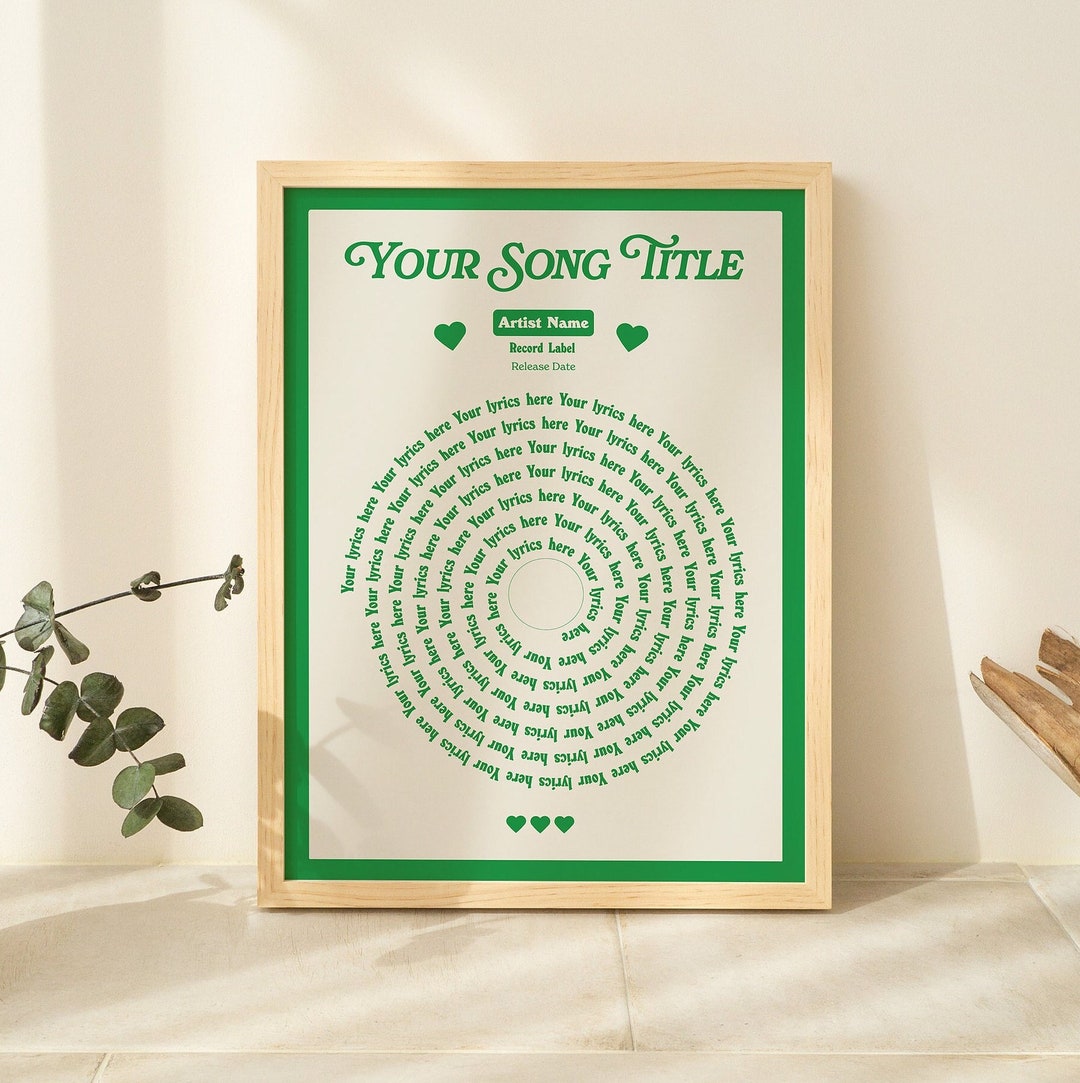 PERSONALIZED Vinyl Lyrics Print, CUSTOM Music Poster, Anniversary ...