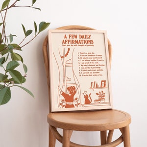 Affirmations Wall Print, Positive Affirmations Poster, Trendy 70s Print ...