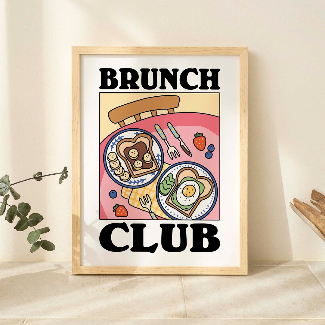 Eclectic Pink Kitchen Print, Brunch Club Cafe Poster, Pancake Food ...