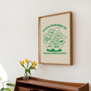 Green Retro Flowers Print, Quote Wall Print, Botanical Plants Poster ...