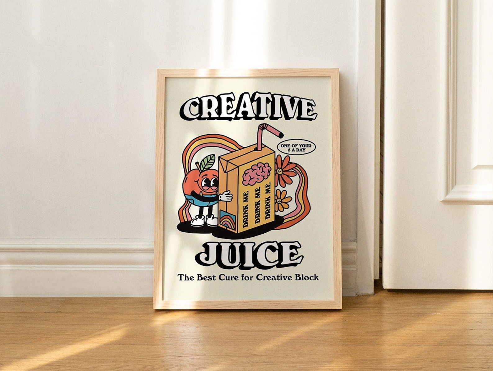FRAMED Creative Juice Print 70s Poster Illustration Vintage - Etsy