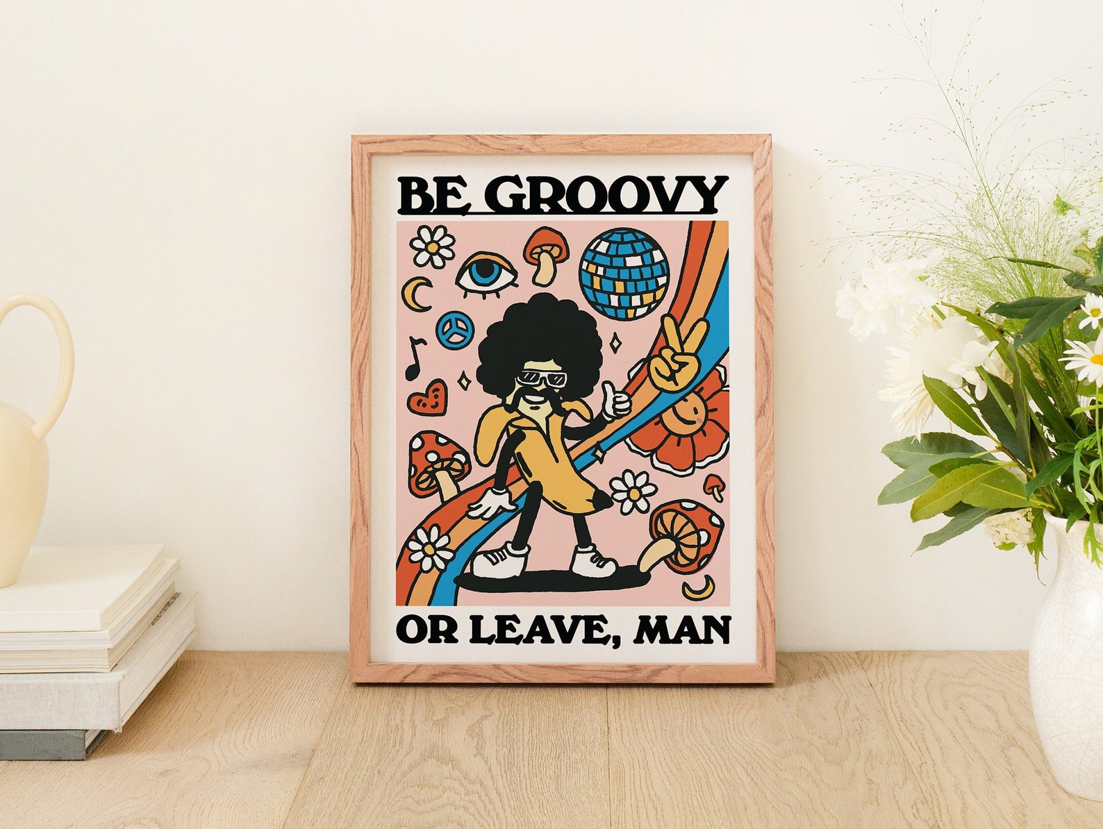 Groovy Retro Print, Funky Banana Poster, Be Groovy or Leave, 1980s ...