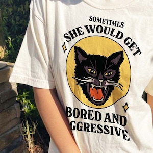 Angry Cat Meme Tshirt, Funny Aggressive Cat Shirt, Hilarious Tshirt for ...