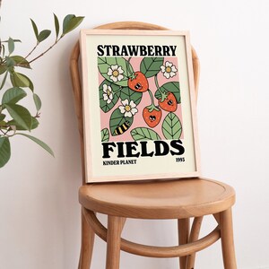 FRAMED Strawberry Poster, Botanical Print, Flower Market Poster ...