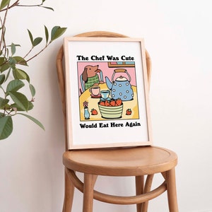 Cafe Dog Cute Print, Retro Drink Poster, Pink Bistro Coffee Posters ...