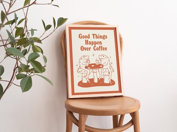 Retro Frog Coffee Print Frog Poster Kitchen Wall Decor Frog - Etsy