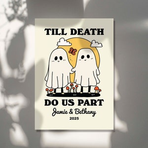 CUSTOM Romantic Ghosts Print, Personalized Wedding Illustration ...