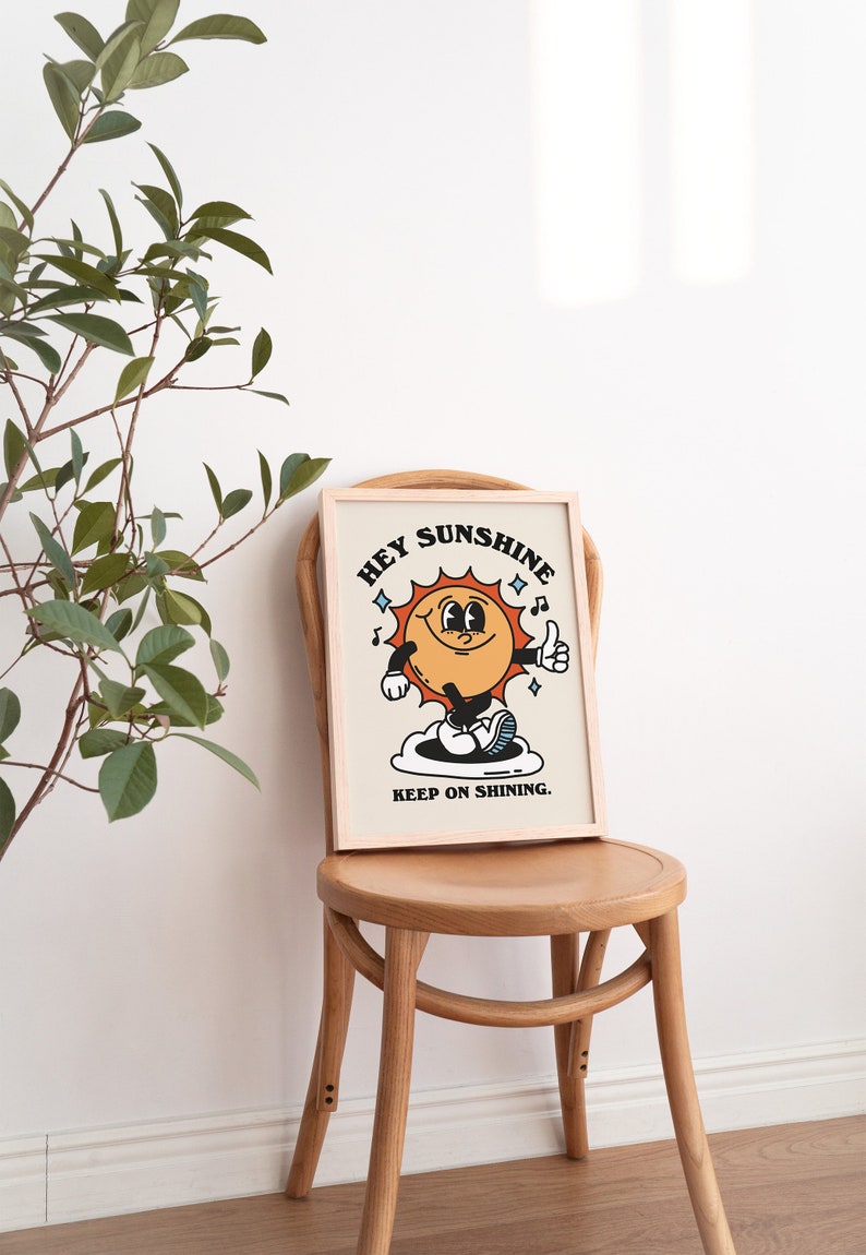 Sun Retro Character Wall Art Retro Quote Wall Print Vintage - Etsy