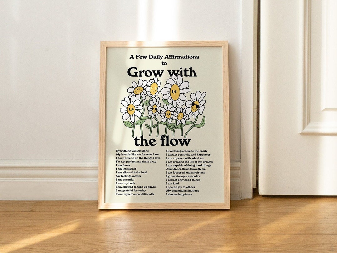Affirmations Wall Print, Aesthetic Flowers Poster, Positive Selfcare ...