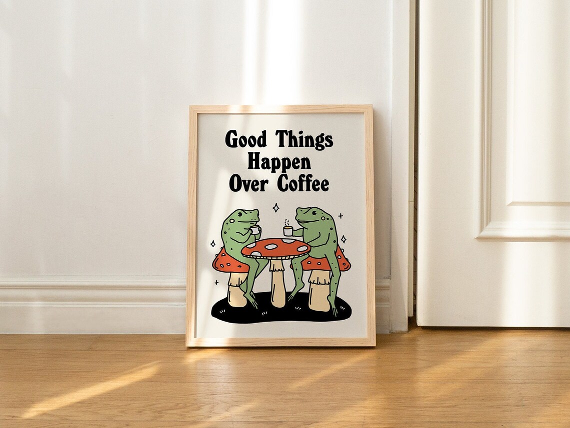 Retro Coffee Print Frog Poster Coffee Shop Decor Frog Art - Etsy