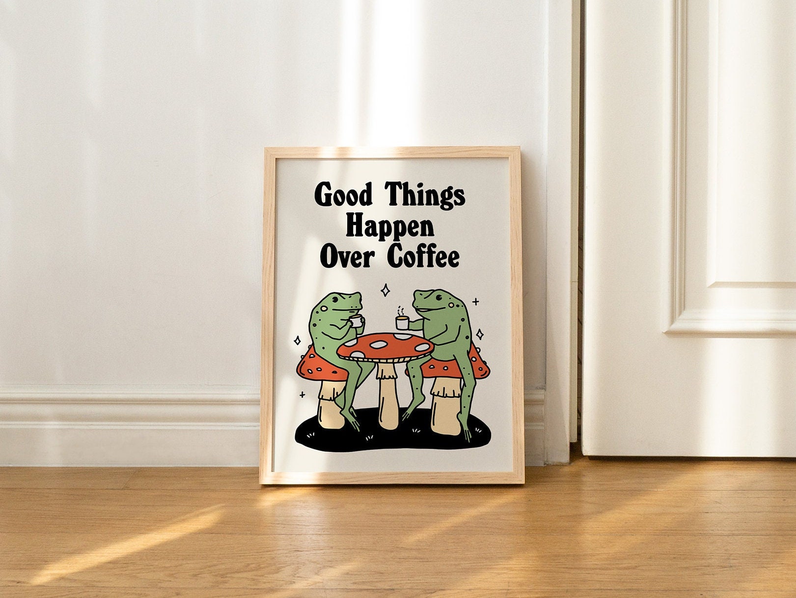 Retro Coffee Print, Frog Poster, Coffee Shop Decor, Frog Art ...