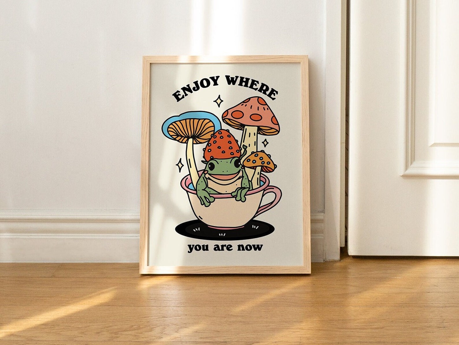 Cottagecore Frog Poster Print Retro Positive Quote Vintage - Etsy