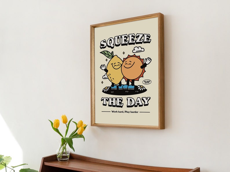 Retro Lemon Wall Prints Trendy Poster 70s Vintage Print - Etsy