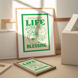 Retro Fruit Print, Blessing Affirmation Illustration, Market Wall Decor ...