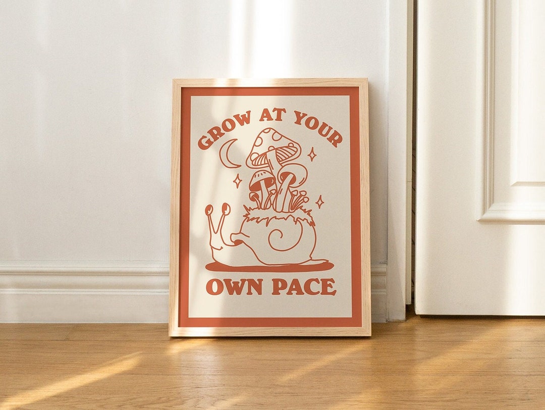 Retro Quote Wall Print, Orange Green Wall Art Illustration, Groovy Wall ...