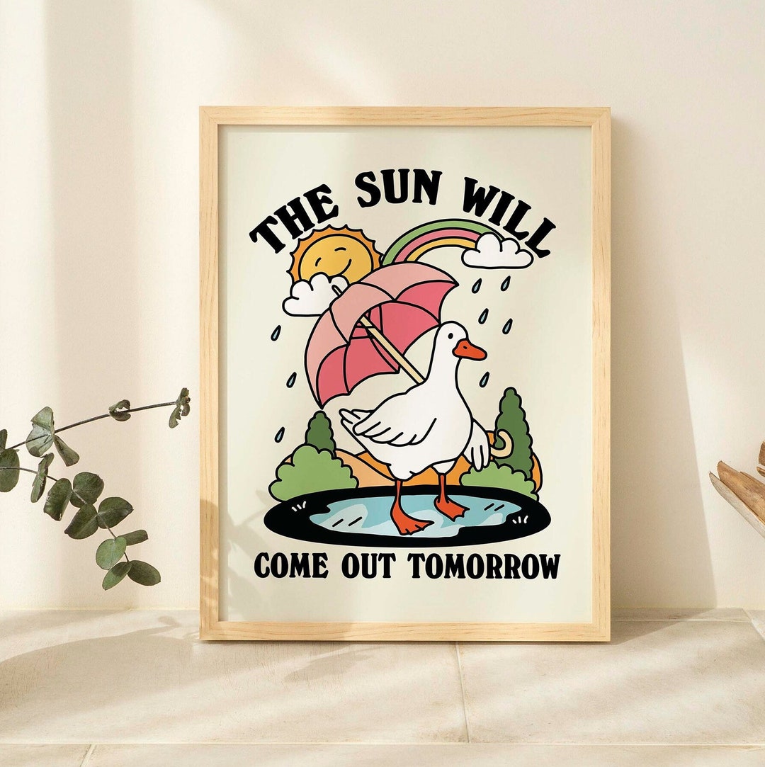 Cute Goose Wall Print, Mental Health Affirmation Self Care Illustration ...