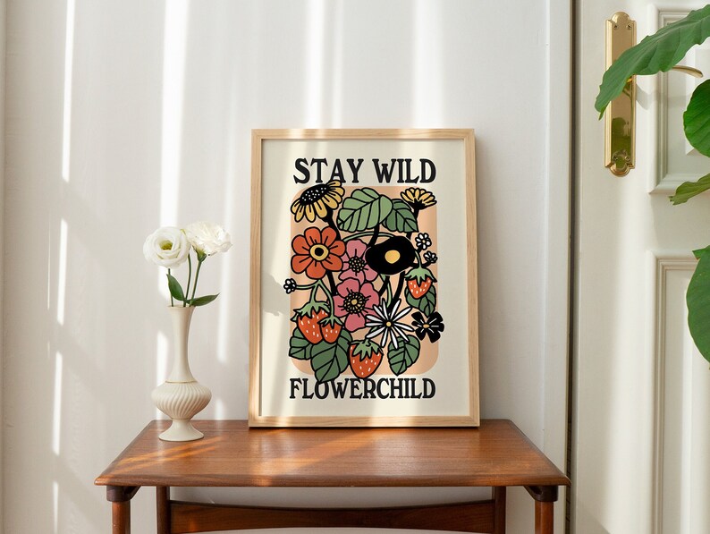 Retro Flowers Poster, Cute Quote Print, Trendy Office Decor, Flower ...