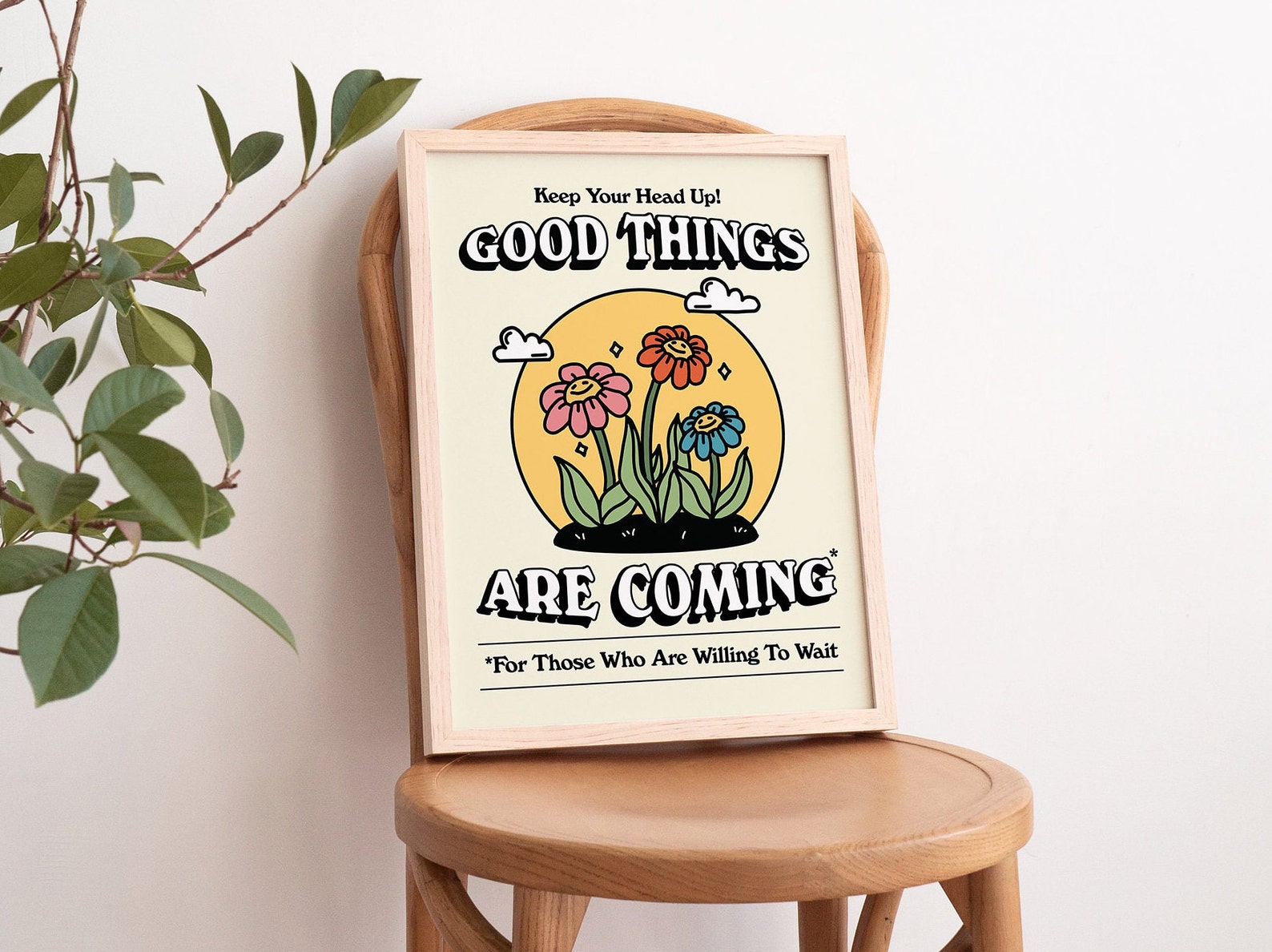 Retro Flower Print, Vintage Flowers Illustration, Trendy Wall Decor ...