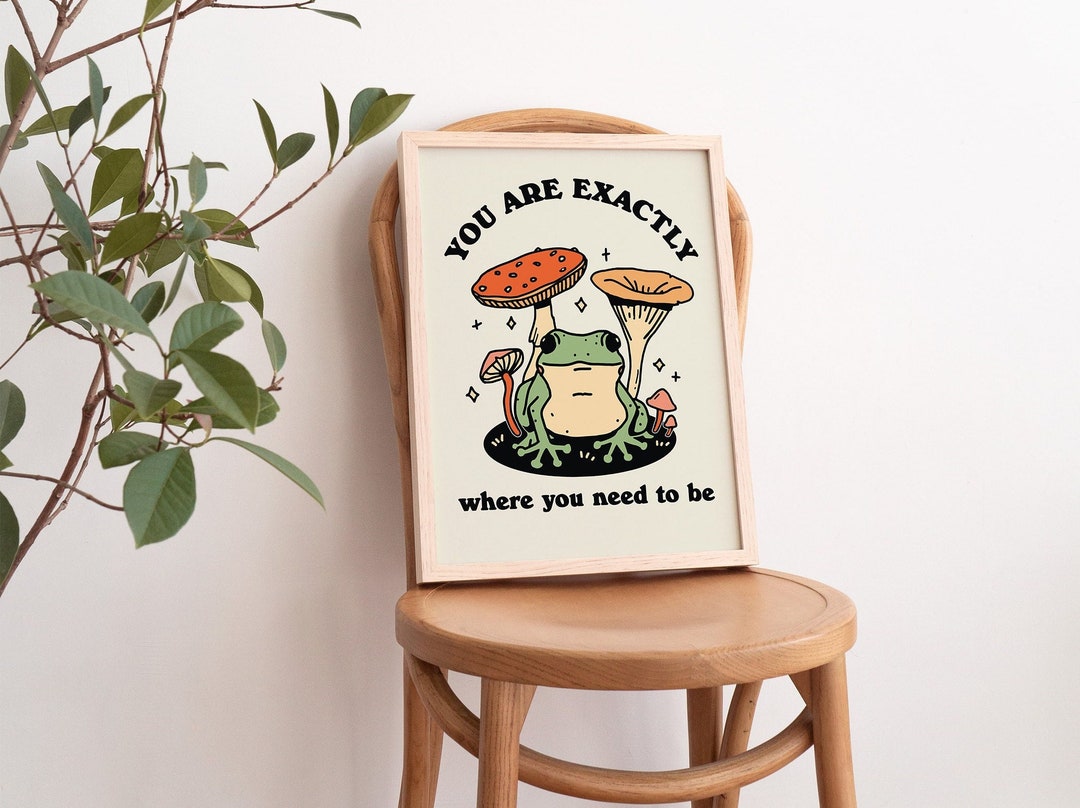 Frog Mushroom Cottagecore Print, Cute Froggy, Positive Digital Download ...