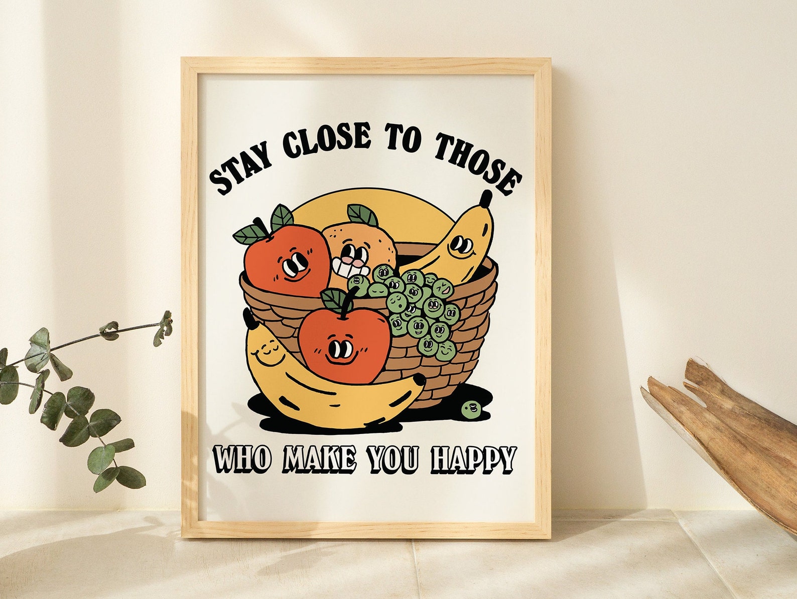 Retro Fruit Poster Handmade Wall Decor Kitchen Wall Art Mid - Etsy