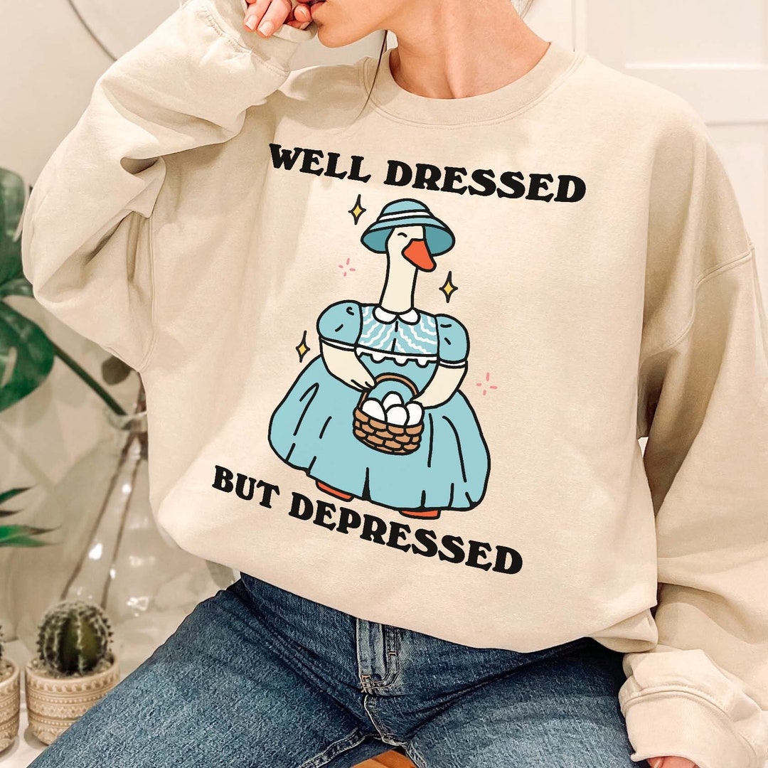 Depressed Goose Sweatshirt, Cute Duck Jumper, Cute Mushroom Sweater ...
