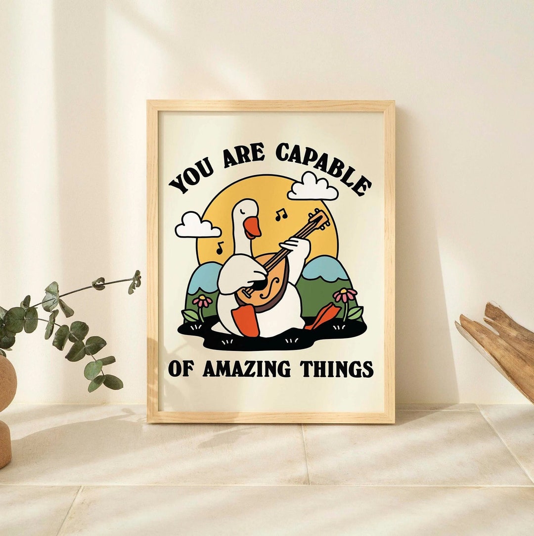 FRAMED Retro Banjo Goose Print, Affirmative Prints, Positive, Singing ...