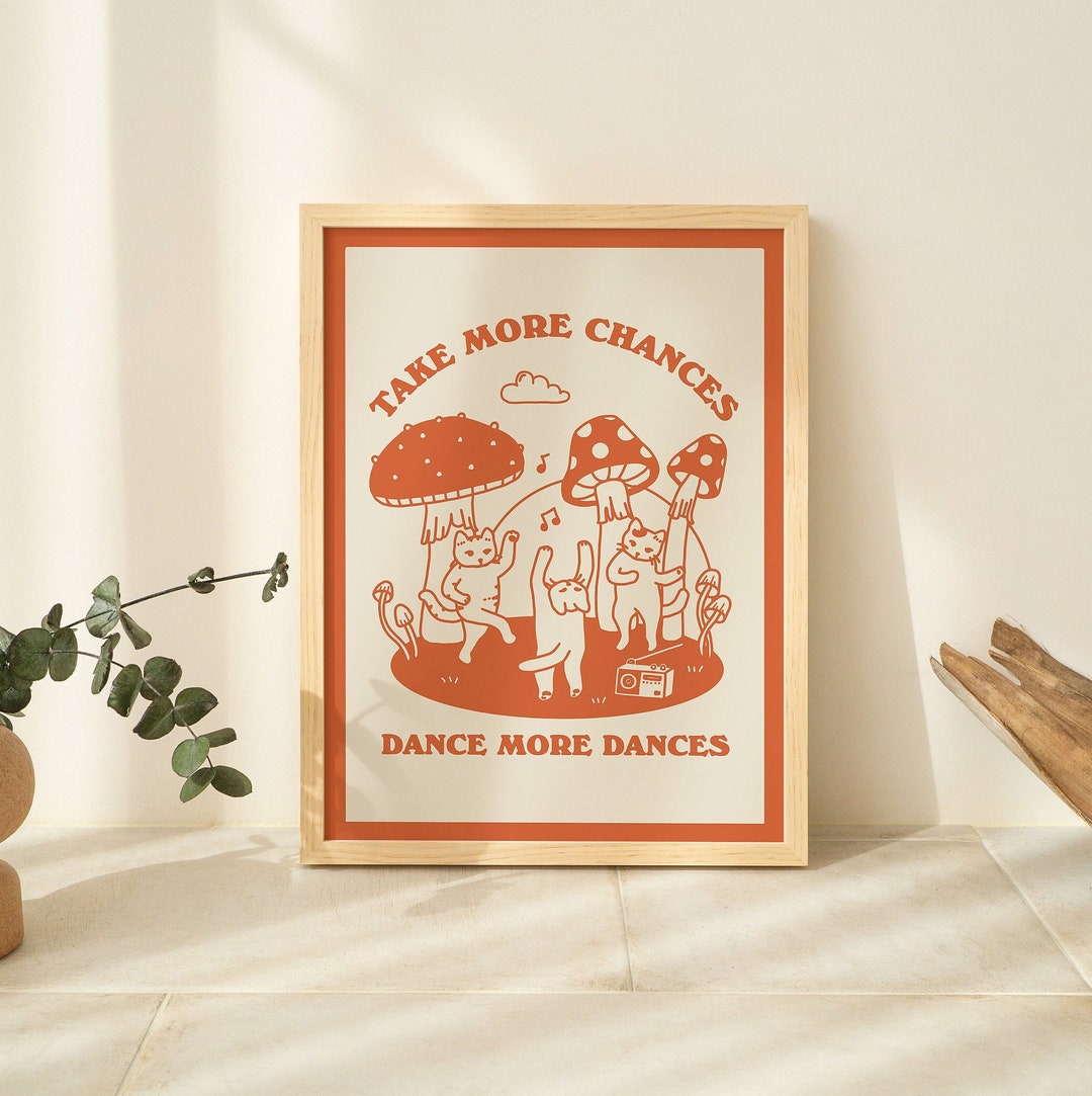 Retro Dancing Cats Wall Print, Vintage Cat Illustration, Trendy Posters ...