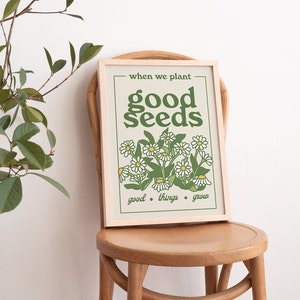 Retro Botanical Poster, Aesthetic Quote Print, Flower Market Wall Decor ...