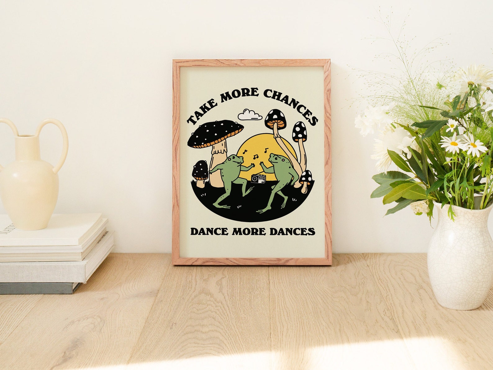 Retro Dancing Frogs Wall Print, Vintage Frog Illustration, Trendy ...