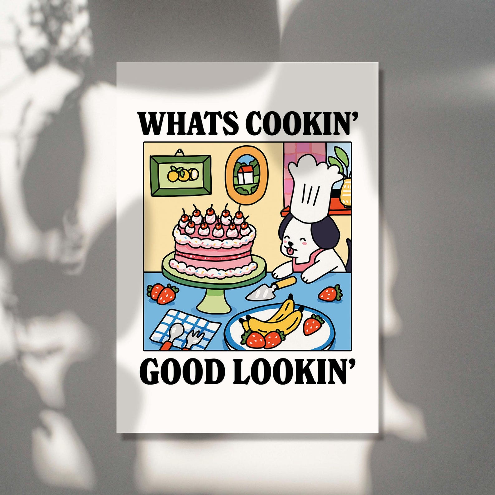 Whats Cookin Good Lookin Dog Print, Kitchen Dining Room Decor, Cute ...