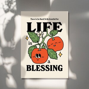 Retro Fruit Print, Blessing Affirmation Illustration, Market Wall Decor ...
