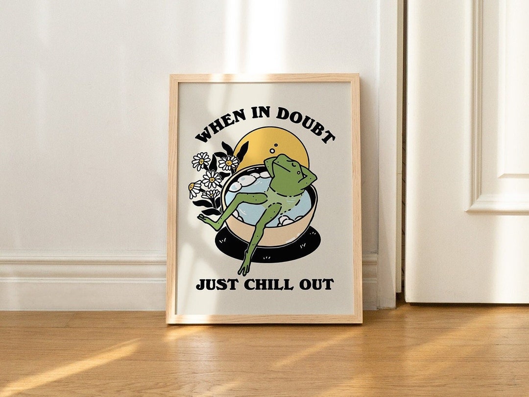 Retro Frog Wall Print, Carefree Frog, Positive Digital Download, Retro ...