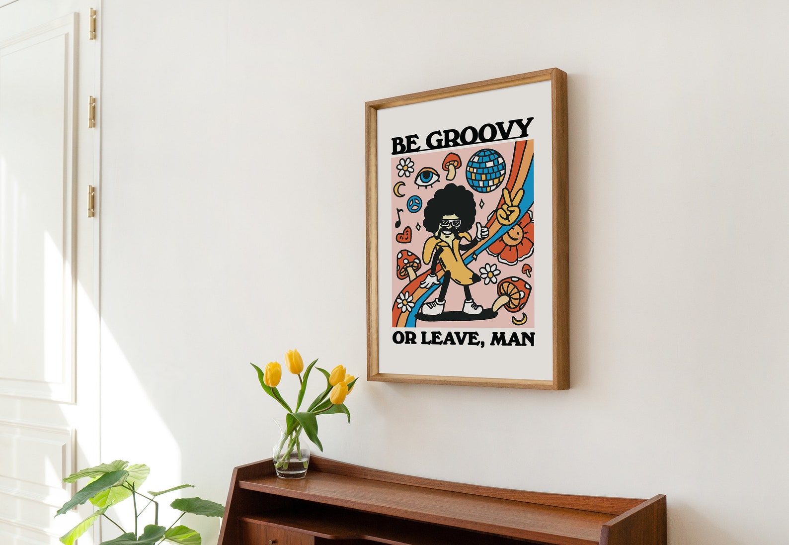 Groovy Retro Print, Funky Banana Poster, Be Groovy or Leave, 1980s ...