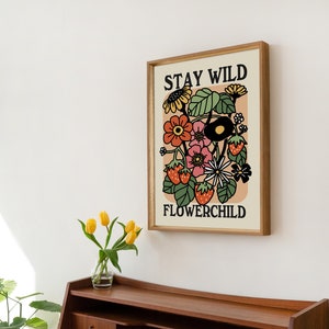 Retro Flowers Poster, Cute Quote Print, Trendy Office Decor, Flower ...